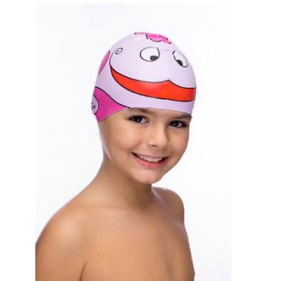 China Pink Soft Custom Printed Swim Caps WHALE Shape 42.6g 174mm Height for sale
