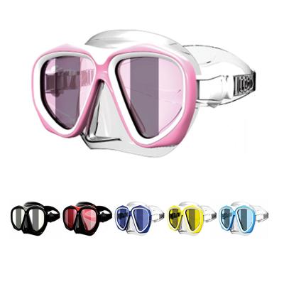 China Pink Tempered Lens Super Clear Silicone Diving Mask For Adult , Wide Version for sale