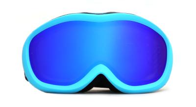 China Blue Nylon Strap Childrens / Kids Skiing Goggles For Glasses for sale