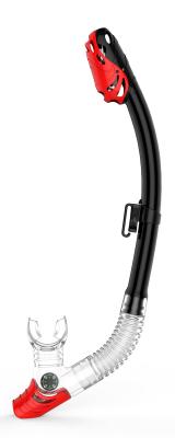 China Red , Yellow PU Dry Diving Snorkel with PC Floating Ball and PU Tube for sale