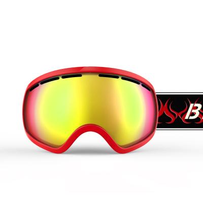 China PC Lens Pink Mirrored Ski Goggles Anti Fog Snowboard Goggles Custom Made for sale
