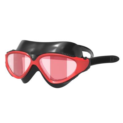 China Red Mirrored Anti Fog Swimming Goggles Swim Mask , Wide Angle Curve Lens for sale