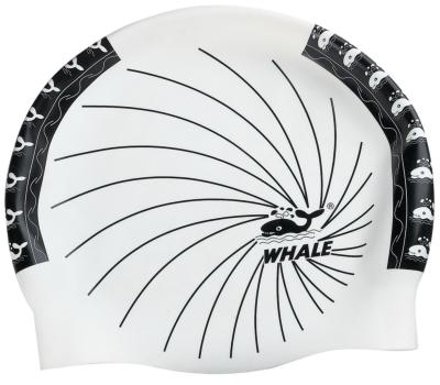 China Fashionable Custom Printed Swim Caps / White Silicone Swim Hat Wrikle Free for sale