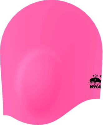 China Customize Silicone Swimming Hats , Pink Swimming Cap With Ear Protection for sale