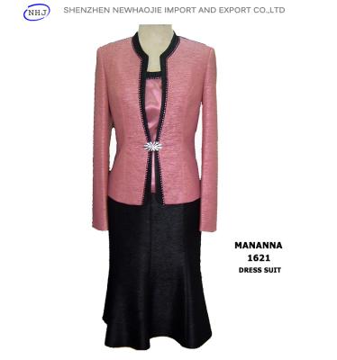 China Long sleeves bright pink women elegant skirt suits for sale