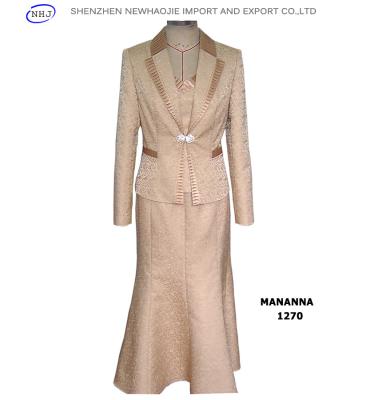China wholesale long skirts beige jacquard women's suits for sale