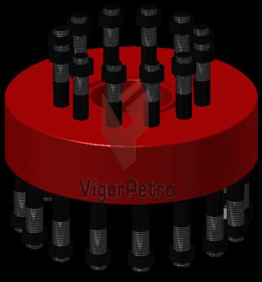 China 13 5/8" 10000# RTJ X 13 5/8" 5000# RTJ DOUBLE STUDDED ADAPTER FLANGE C/W ZINC PLATED B7 STUDS & 2H NUTS, API 16A, H2S, T for sale