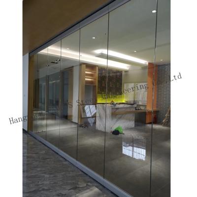 China Office Room Dividers Manual Movable Sliding Glass Partition Wall for sale