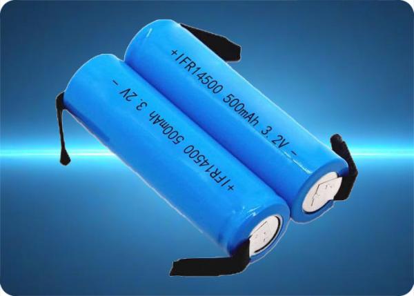 Quality 3.2 V 500mAh Rechargeable Battery 14500 LiFePo4 Lithium Battery 1.5A Discharge for sale