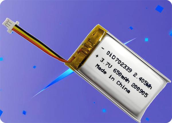 Quality OiD702339N650 3.7V 650mAh 1C Discharge 300 Cycles Robot Li-ion Battery for sale