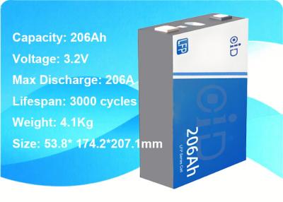 China 3.2V 206Ah LiFePO4 Battery 3000 Cycles Solar Energy Storage for sale