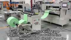 full-auto knife type pleating and gluing productuion line ( high and low pleats)