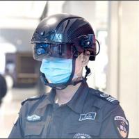 China AI Virtual Reality Smart Temperature Measuring Helmet 384x288 Resolution 3-5m Distance for sale