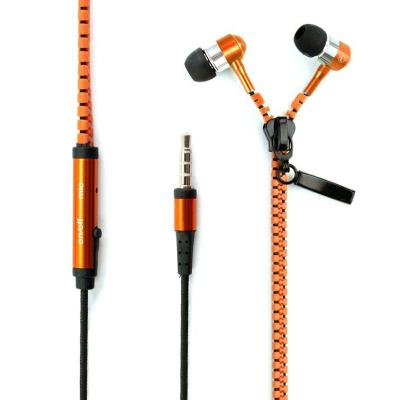 China HI-FI stereo sound MP3 / MP4 Metal Zipper In Ear Earphones with Mic 3.5mm for sale