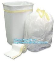 China drawstring trash bags on roll disposable bag in compostable, biodegradable compostable drawstring non plastic trash bag for sale