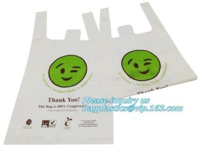 China Biodegradable Plastic T Shirt Food Bag Compostable Vest Carrier Shopping Bag, compost home ASTM D6400 biodegradable tran for sale