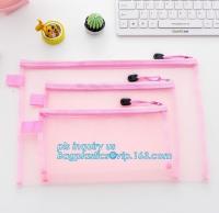 China stationery within mesh PVC waterproof zipper document bag/ pvc folder, pp plastic file folder printable document bag for sale