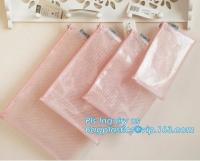 China Zip lockk document file bag, Document File Folder /Document Bag, Mesh pattern plastic zip bag with handle file bag, slider for sale