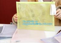 China Zip lockk document file bag, Document File Folder /Document Bag, Mesh pattern plastic zip bag with handle file bag, slider for sale