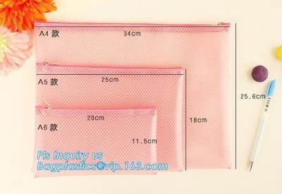 China promotional zipper bag mesh file bags organizer, eco-friendly PVC A4 mesh material case file document bag, Nylon mesh do for sale