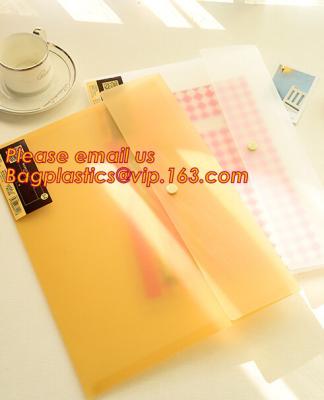 China PP Polypropylene Plastic Office Stationery, PP Translucent plastic button document file folder bag with line structure for sale