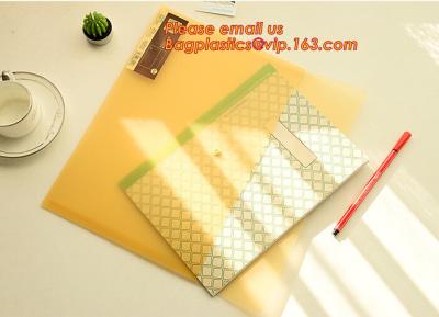 China PP Polypropylene Plastic Office Stationery, PP Translucent plastic button document file folder bag with line structure for sale