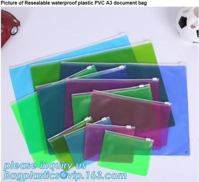 China PVC A3 Document bags, file bags,stationery within mesh PVC clear plastic packaging waterproof zipper document bag/ durab for sale