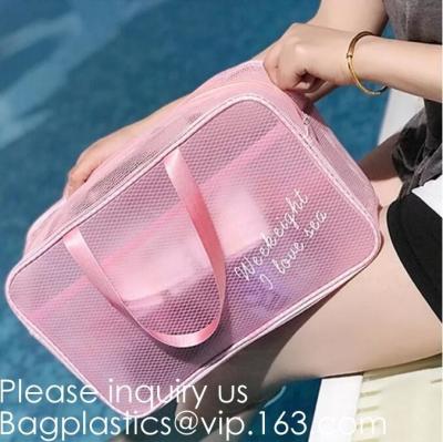 China Eco-friendly Fashion Waterproof Clear PVC Zippered Cosmetic Pouch for Bathroom,Holographic PVC Makeup Cosmetic Bag Laser for sale