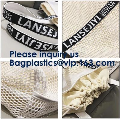 China Mesh Tote Bag Customs Logo Printing Shopping Bag With Canvas Drawstring Bag, Double Drawstring Multiple Sizes Bagease for sale