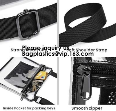 China Clear Sling Bag PVC Tote Bag With Interior Mesh Bag And Shoulder Strap,Clear PVC large handbag with small pouch for sale