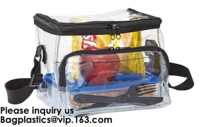 China Clear Sling Bag PVC Tote Bag With Interior Mesh Bag And Shoulder Strap,Clear PVC large handbag with small pouch for sale