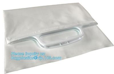 China customized printing and size rigid snap handle bag/rigid handle plastic bag/handle polybag,rigid snap loop handle plasti for sale