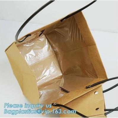 China Logo Personalized Portable Bouquet Flower Carrier Gift Packing Paper Bag,Kraft Paper Laminated Pp Woven Paper Bag Flower for sale
