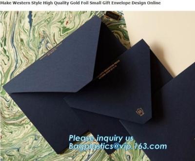 China MAKE western style high quality gold foil gift envelope Matt black card paper envelope in A4 A5 B5 C5 C6 A3 size with cu for sale