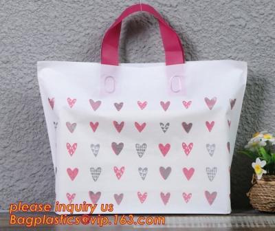 China Custom Gravure Printing With Your Own Logo Plastic Shopping Bag Material LDPE/HDPE Custom Carrying Soft Loop Handle Bags for sale