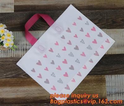 China Custom Gravure Printing With Your Own Logo Plastic Shopping Bag Material LDPE/HDPE Custom Carrying Soft Loop Handle Bags for sale