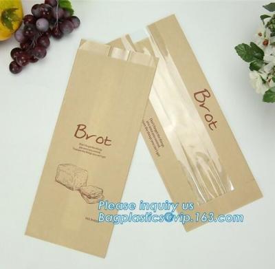 China China factory custom printed paper bread bags,Food grade custom made kraft paper stick bread bags with window, limited for sale