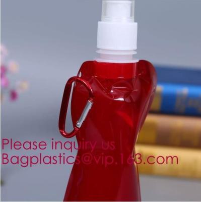 China Environmental Cartoon Foldable Water Bottle Bag,BPA Free Plastic Custom Logo Printed Bottle Foldable Drinking Collapsibl for sale