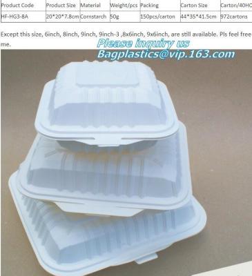 China cornstarch eco Green 16oz Food Container Sugarcane Biodegradable Square Disposable Paper Salad Tray/Bowl bagplastics, pa for sale