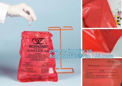 China Plastic biohazard infectious waste Dustbin liner, Autoclave Biohazard Bags, High density PE drawstring garbage bag bioha for sale