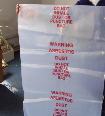 China PE Asbestos Trash bag, PE asbestos waste bags 150microns thickness, Deposioble Asbestos Trash Bags, Asbestos Disposal Ba for sale