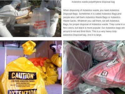 China Polyethylene disposal asbestos waste bags, Asbestos trash bags, construction bag, builder bag, sand bags, brick bags, pa for sale