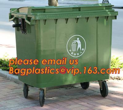 China 120l Plastic trash can plastic waste container plastic industrial bin, 1100L large plastic garbage trash bin, wheel bin for sale