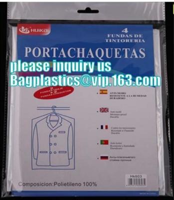 China Dry cleaning plastic non-woven garment bags dust cover for clothes storage,Clear Vinyl Showerproof PEVA Plastic Garment for sale