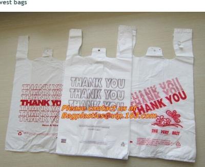 China Custom Print Hdpe Plastic T Shirt Bags with Gusset, hdpe bags, ldpe bags, pp bags, sacks for sale