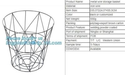 China Customized Wire Diameter Stock Pot Cooking Wire Mesh Metal Storage Basket, Industrial Metal Wire Storage Basket With Han for sale