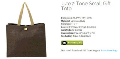 China promotional bags, gift tote, jute 2 tone tote, sreen print /hot transfer/offset print, full colors CMYK, pantone or PMS for sale