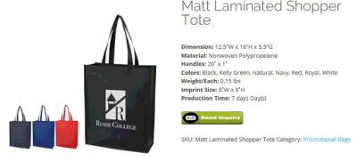 China MATT LAMINATED SHOPPER TOTE, supply all kinds of packing options, according to OEM: shipping marks, bubble bags, PAC, PK for sale