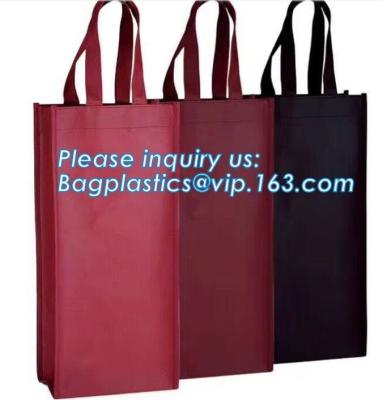 China Custom printed non woven drawstring bag for wine, Custom Heavy Duty Non Woven 6 Bottles Carrier Packaging Divided Wine T for sale