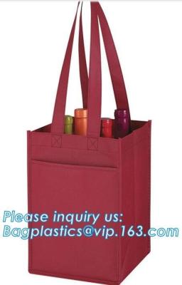 China Custom printed non woven drawstring bag for wine, Custom Heavy Duty Non Woven 6 Bottles Carrier Packaging Divided Wine T for sale
